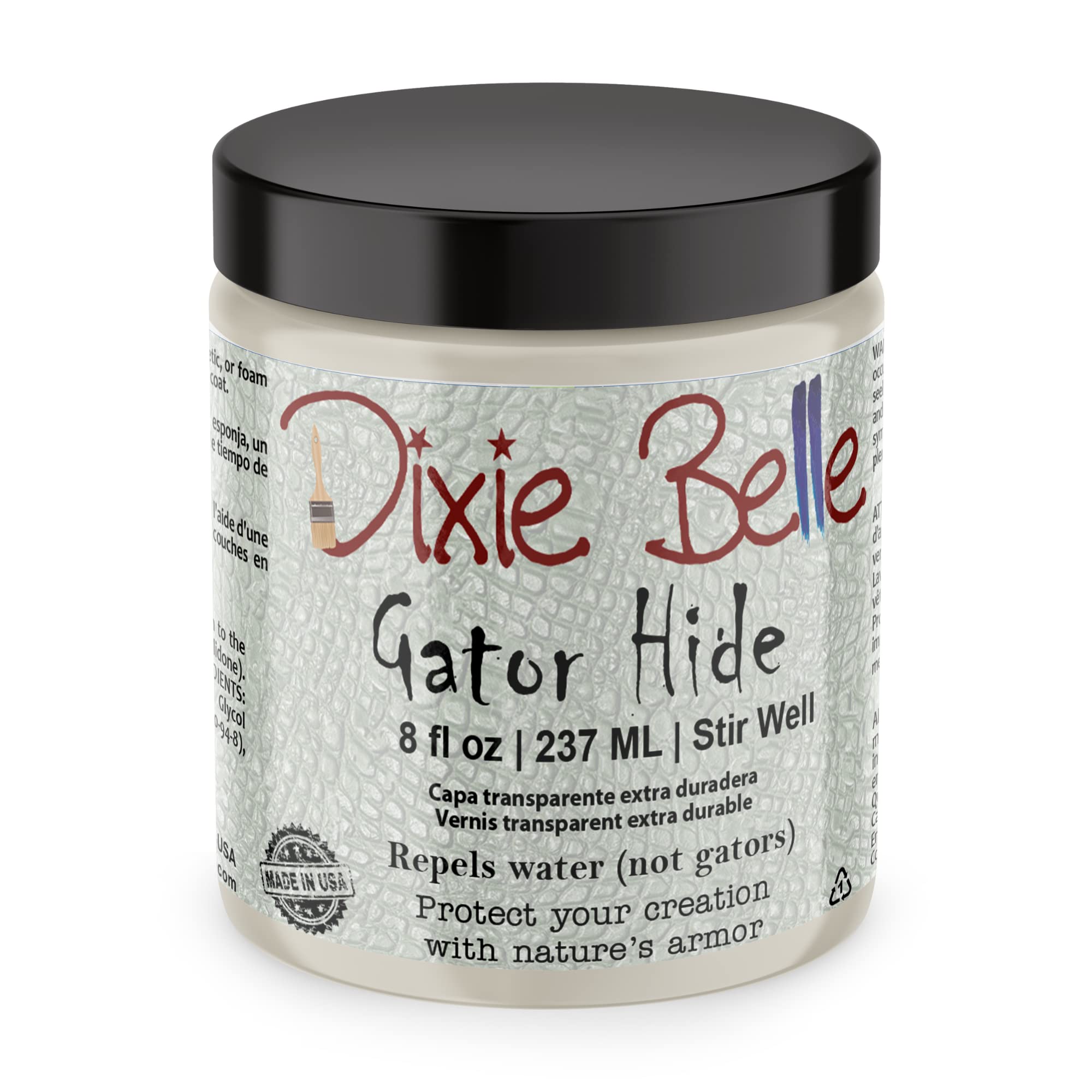 Dixie Belle Paint Company | Gator Hide (8oz) | Non-Yellowing Polyacrylic Topcoat Paint | Resistant Finish for DIY Projects