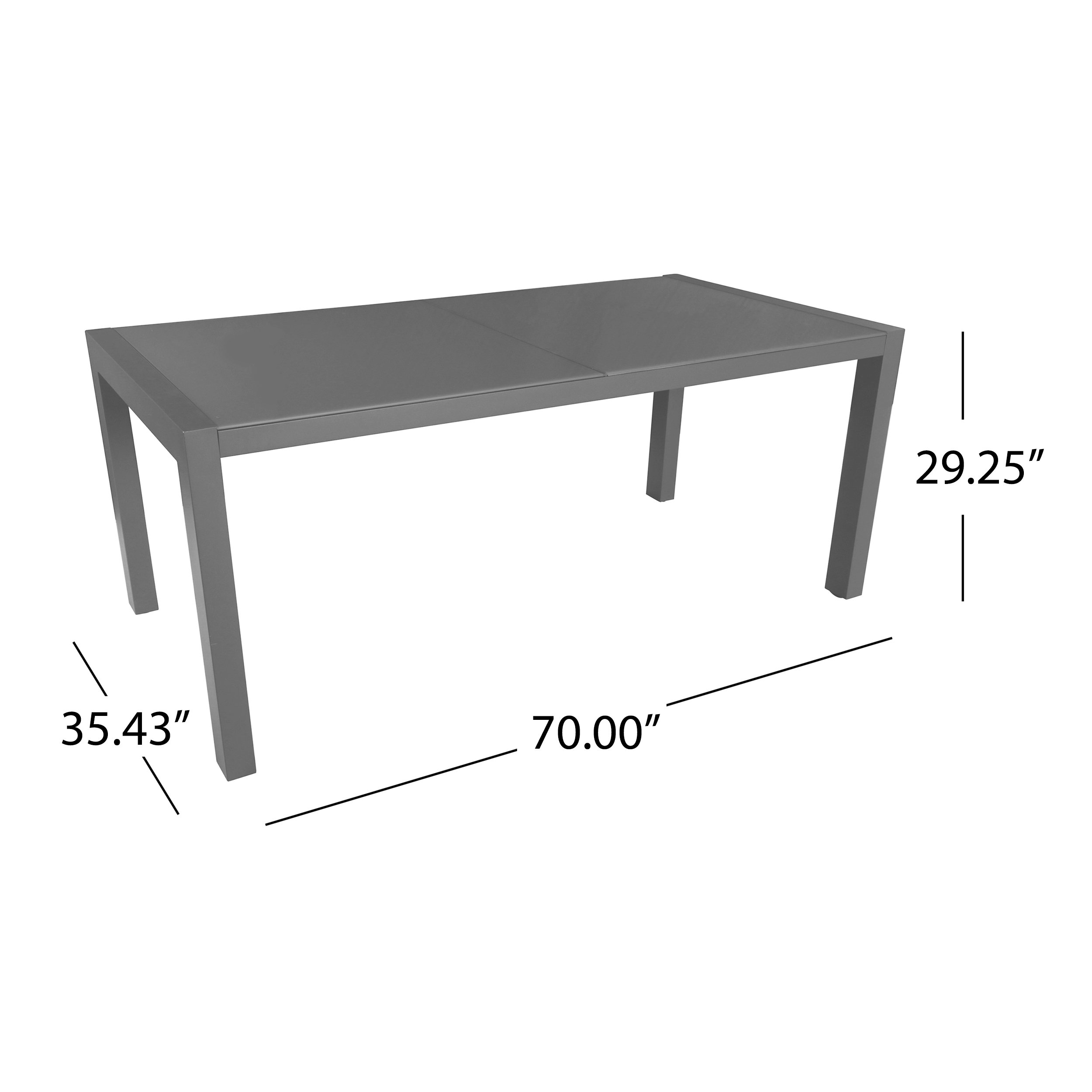 Christopher Knight Home Eli Outdoor Tempered Glass Dining Table with Aluminum Frame, Gray