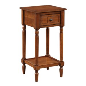 convenience concepts french country khloe 1 drawer accent table with shelf, walnut