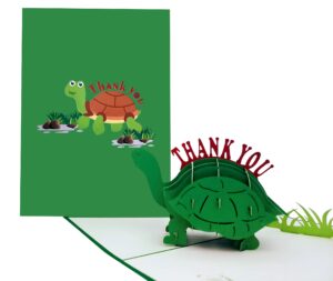 igifts and cards cute turtle thank you 3d pop up greeting card - funny animals, turquoise, blank, cool, fun, half-fold, thank you, gratitude, appreciation, friendship, best friend, belated, kids, grad