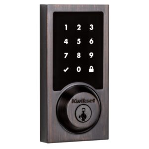 kwikset 99160-017 smartcode 916 contemporary smart lock touchscreen electronic deadbolt front door lock with smartkey security and z-wave plus in venetian bronze