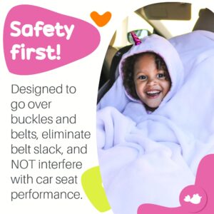 Birdy Boutique Car Seat Poncho for Kids – Safe to Use Over Seat Belts – Reversible Warm and Cozy Blanket – Easy on Easy Off and Doesn’t Impact Car Seat Performance – Unicorn – One Size