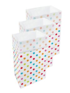 clean cubes 30 gallon disposable trash cans (3-pack). reusable garbage and recycling bins for parties, events, and more (polka dot - 30” height x 17” width x 14” depth)