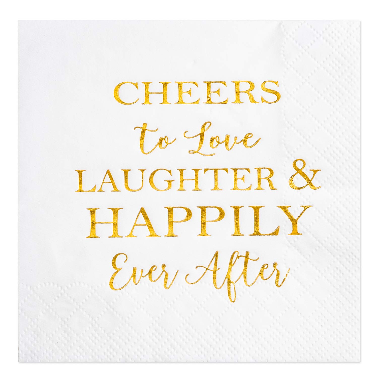 Crisky 100 Count Bridal Shower Napkins Disposable Cocktail Napkins 3-Ply Gold Foil Text Beverage Napkins for Engagement Party Decorations & Wedding Shower