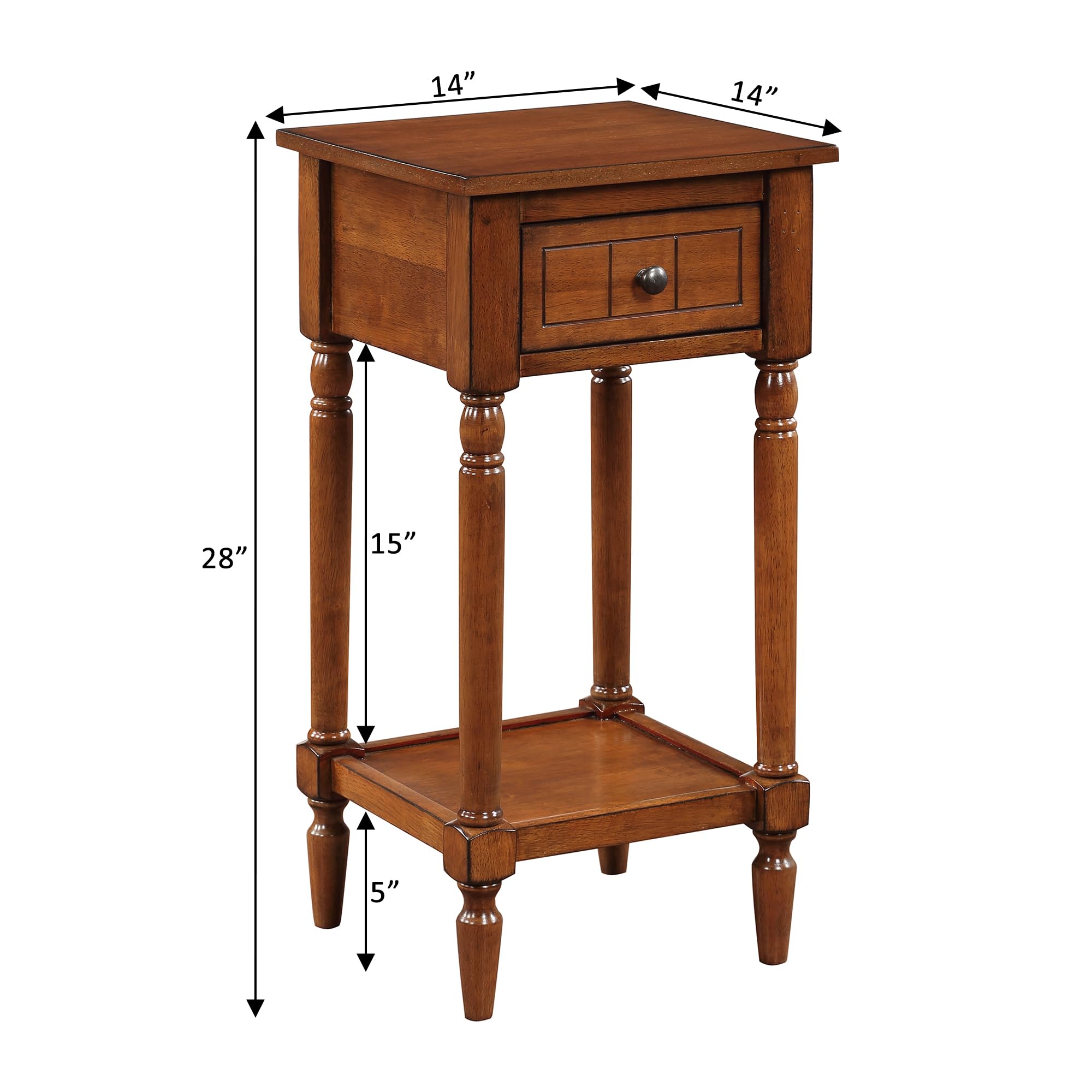 Convenience Concepts French Country Khloe 1 Drawer Accent Table with Shelf, Walnut