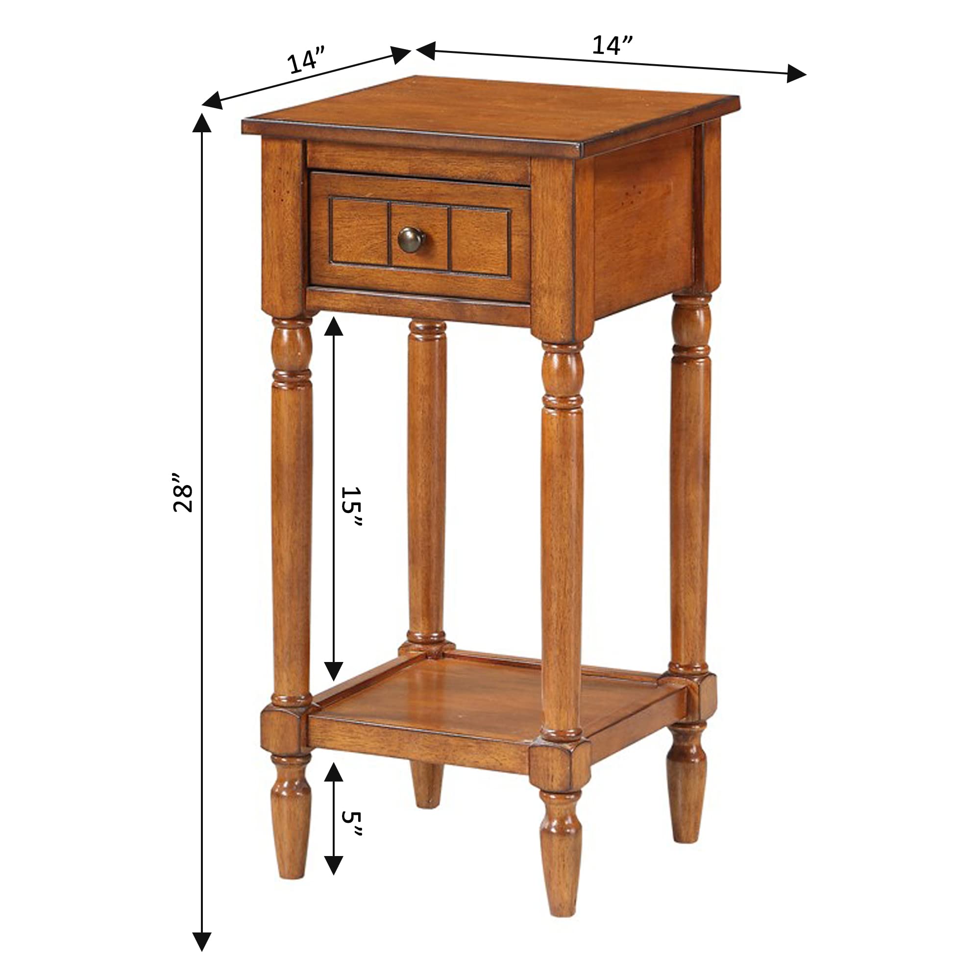 Convenience Concepts French Country Khloe 1 Drawer Accent Table with Shelf, Walnut