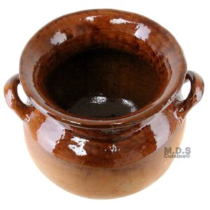 Olla De Barro Frijolera Brown Gloss Finish 6.5 Qt. Canterito Traditional Decorative Artisan Artezenia Fishbowl