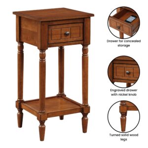 Convenience Concepts French Country Khloe 1 Drawer Accent Table with Shelf, Walnut