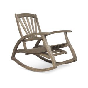 christopher knight home alva outdoor acacia wood rocking chair with footrest, gray finish