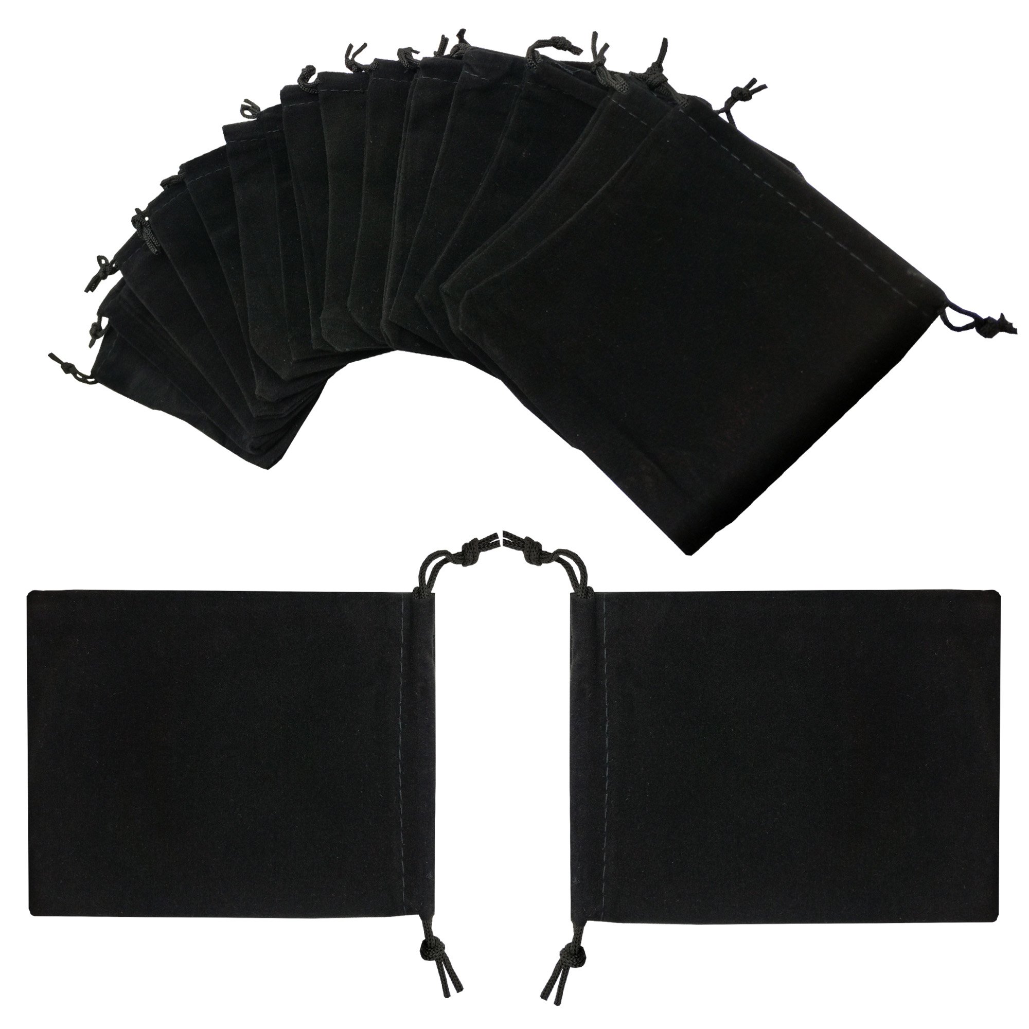 Ankirol 50pcs Velvet Drawstring Bags Jewelry Bags Pouches (Black, 4" X 6")