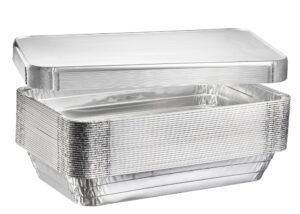 full size deep steam aluminum table pans - disposable to go foil pans for chafing, baking, storing and catering containers (21” x 13” x 3”) (10, with lids)