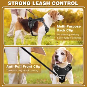 WINSEE Dog Harness No Pull, Pet Harnesses with Dog Collar, Adjustable Reflective Oxford Outdoor Vest, Front/Back Leash Clips for Small, Medium, Large, Extra Large Dogs, Easy Control Handle for Walking