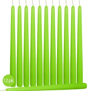 12 Pack Tall Taper Candles - 10 Inch Lime Dripless, Unscented Dinner Candle - Paraffin Wax with Cotton Wicks - 8 Hour Burn Time