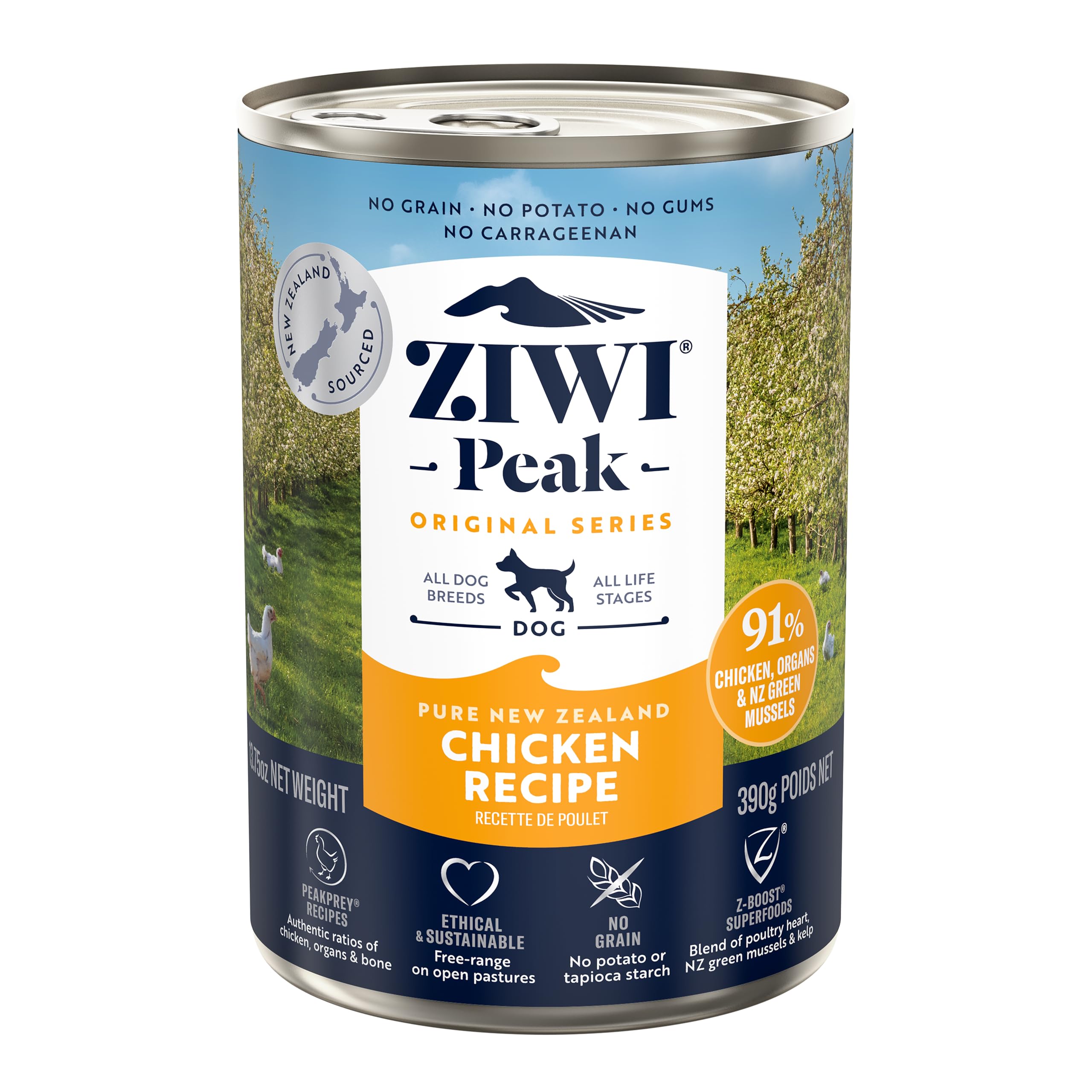 ZIWI Peak Canned Wet Dog Food – All Natural, High Protein, Grain Free, Limited Ingredient, with Superfoods (Chicken, Case of 12, 13.75oz Cans)