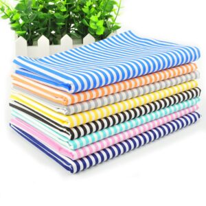 fat quarter fabric bundles printed calico cloth pre-cut quilting cotton twill striped printed assortments,craft cloth bundle squares,diy for sewing crafting rose flavor(stripe 8pcs,18 by 20.5inch)