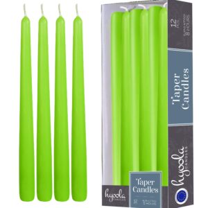 12 Pack Tall Taper Candles - 10 Inch Lime Dripless, Unscented Dinner Candle - Paraffin Wax with Cotton Wicks - 8 Hour Burn Time