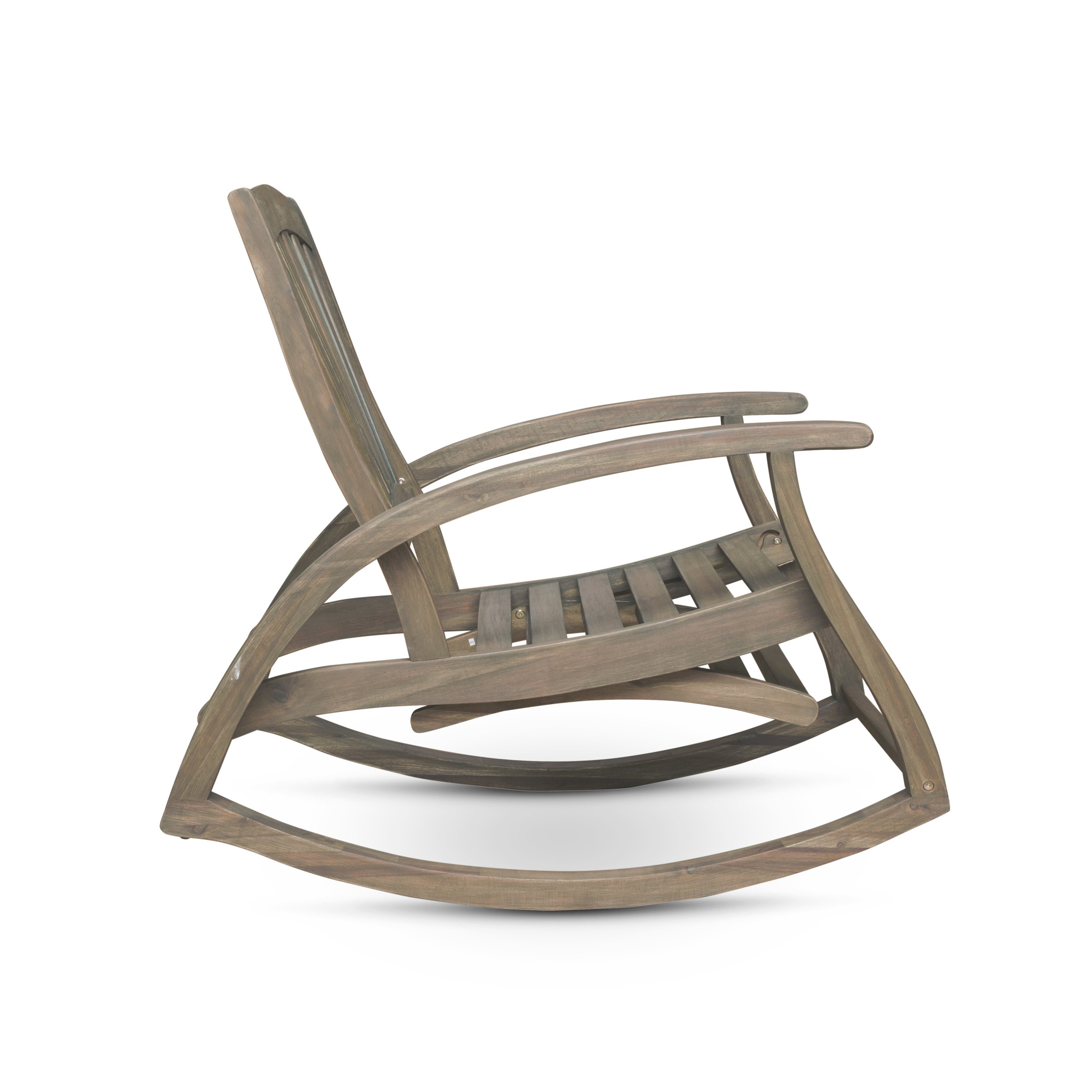 Christopher Knight Home Alva Outdoor Acacia Wood Rocking Chair with Footrest, Gray Finish