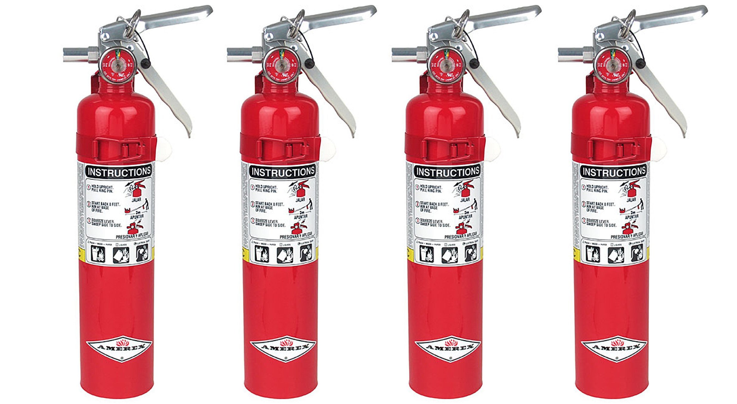 Amerex B417, 2.5lb ABC Dry Chemical Class A B C Fire Extinguisher, with Wall Bracket (4, 5.25 pounds)