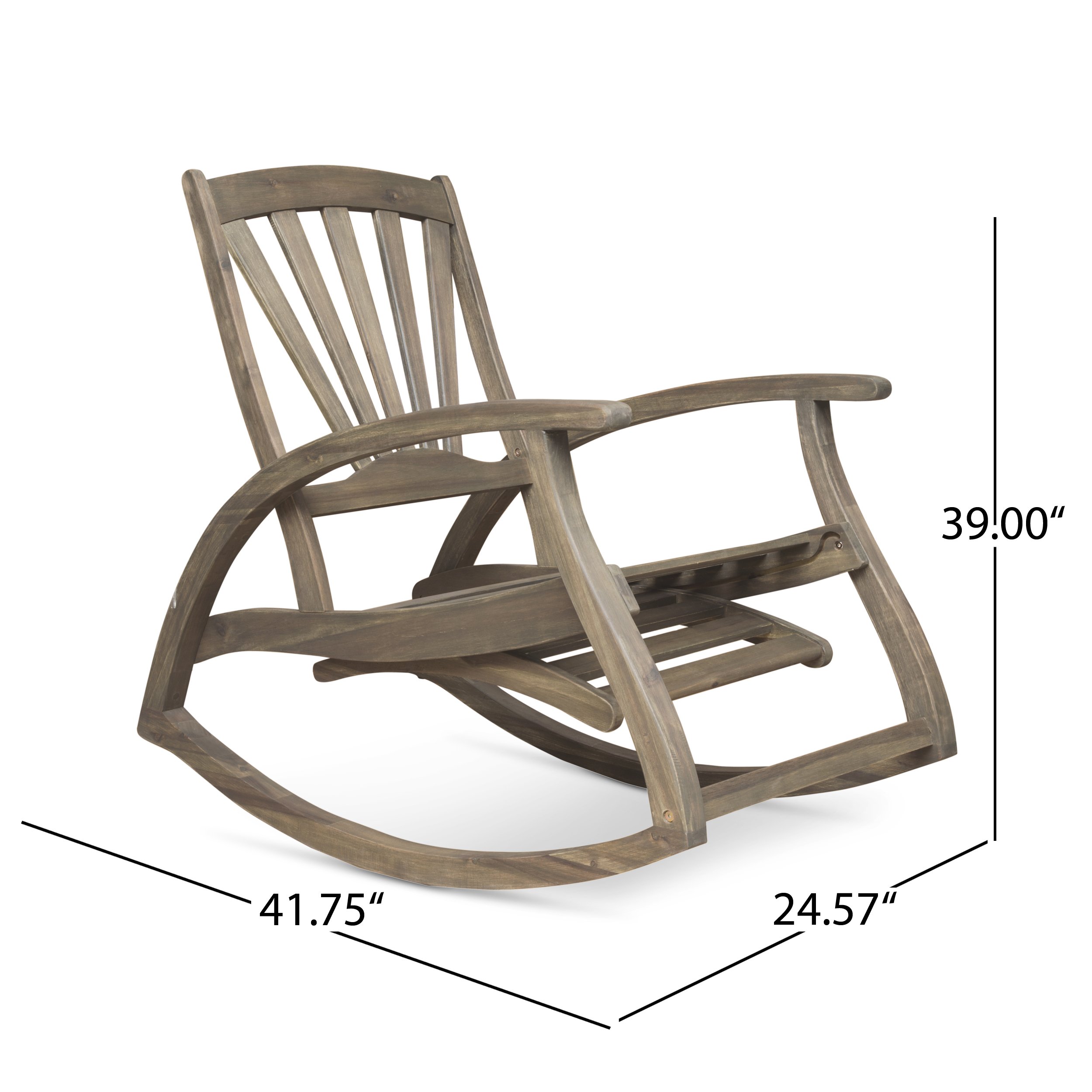 Christopher Knight Home Alva Outdoor Acacia Wood Rocking Chair with Footrest, Gray Finish