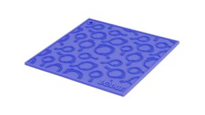 7 inch square silicone skillet pattern trivet - blue