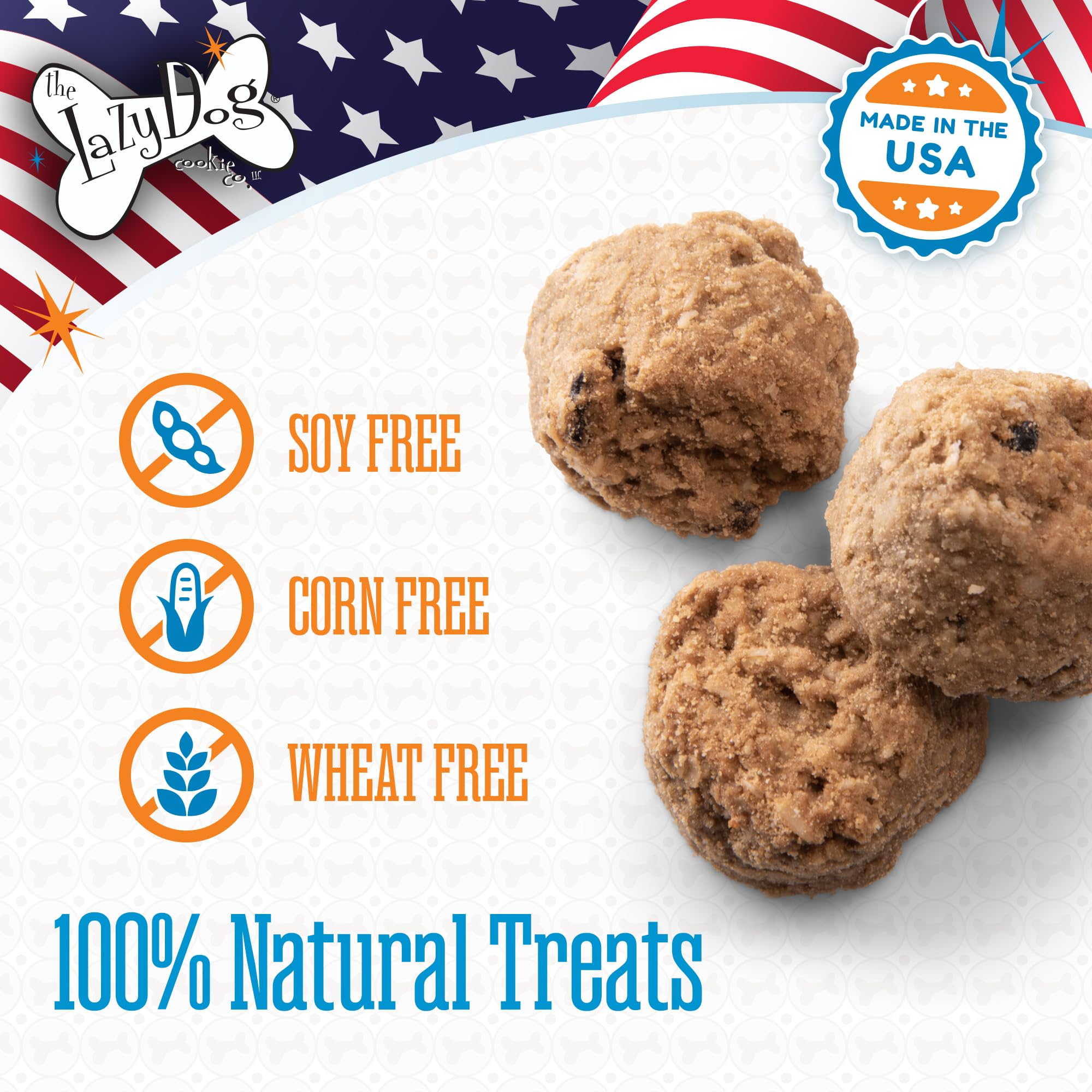 The Lazy Dog Cookie Co. Soft Dog Treats, Operation Drool Overload, Patriotic Dog Cookies for Small, Medium and Large Dogs, Wheat-Free, Baked in The USA, 5 oz. (Pack of 1)