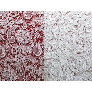 36" floral lace embroidery guipure fabric wedding bridal dress clothing (white)