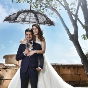 LUOEM Wedding Lace Parasol Umbrella Wedding Bride Umbrella Black Umbrella Photo Prop for Wedding Bridal Decoration - Size Small