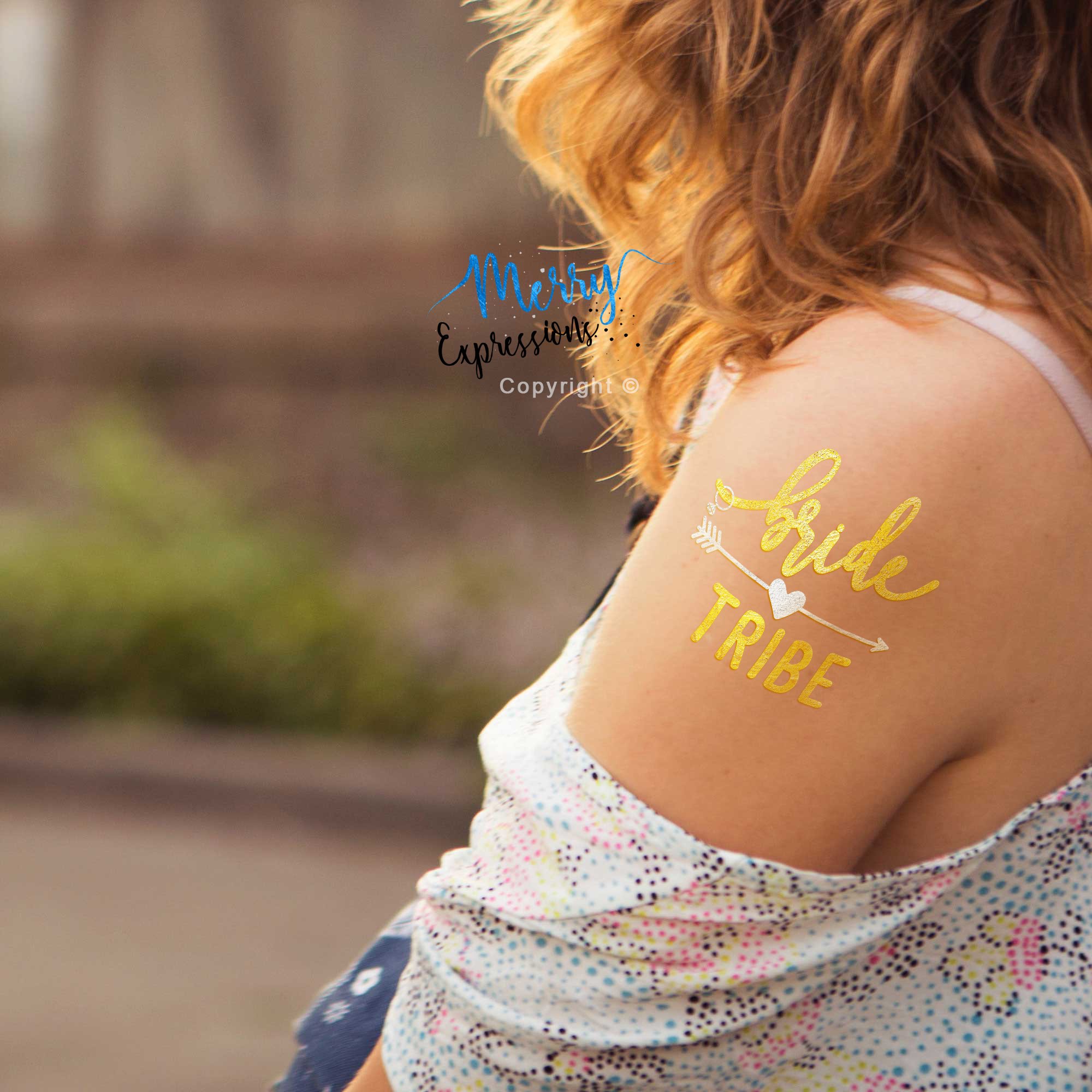 Bachelorette Party Tattoos - 120+ Metallic Gold & Silver Sweat & Water Resistant Tats - Bachelorette Party Decorations For Bridesmaids, Maid Of Honor & Bride Tribe by Merry Expressions