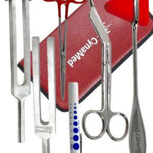 Reflex Hammer Diagnostic Set Reusable Penlight Tuning Forks Scissors 6 Pcs German Cynamed