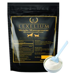 lexelium organic weight management supplement for cats & dogs | 100% natural pet supplement powder | helps with weight loss & curbing appetite | keeps cats and dogs from overeating | 200 grams