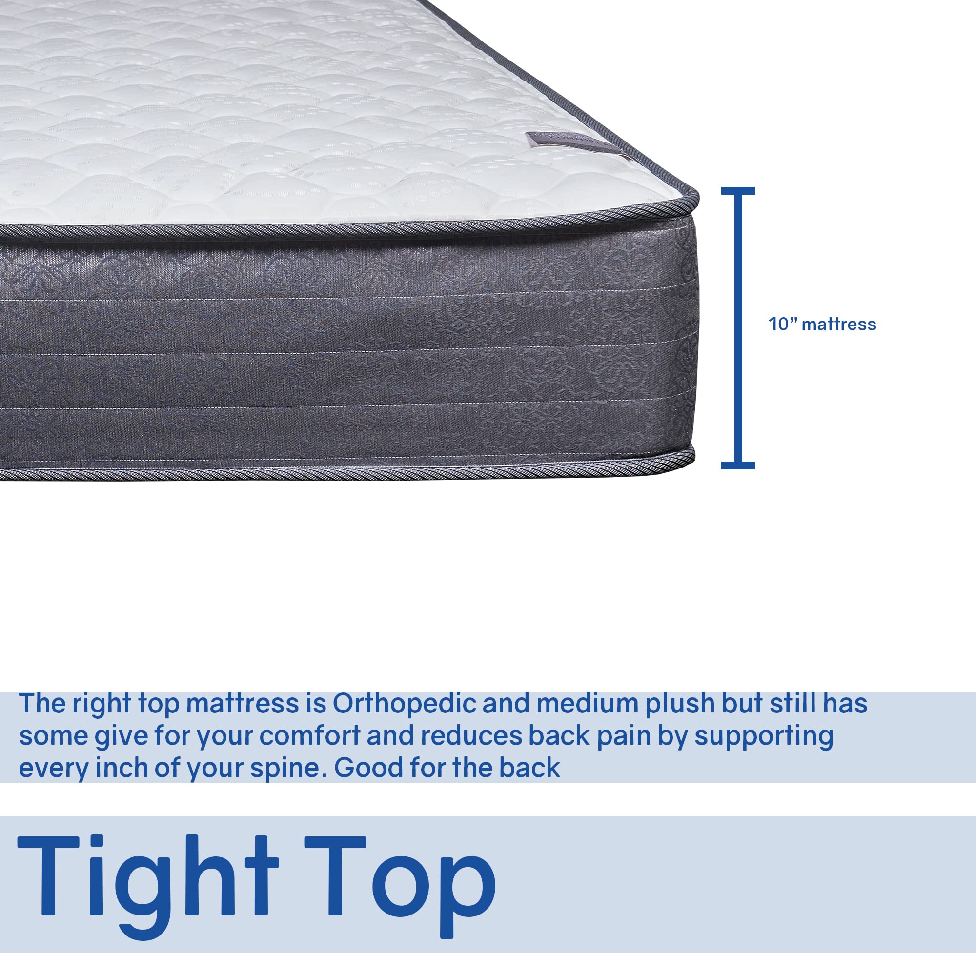 Greaton Medium Plush Tight top Innerspring Fully Assembled Mattress, Good for The Back, 75" X 30", Size