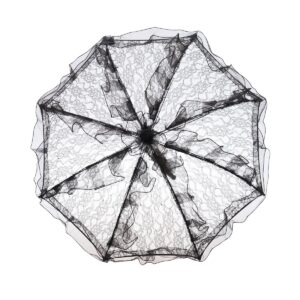 LUOEM Wedding Lace Parasol Umbrella Wedding Bride Umbrella Black Umbrella Photo Prop for Wedding Bridal Decoration - Size Small