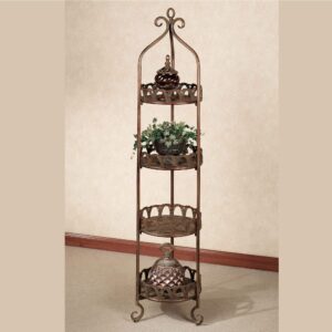 touch of class 4 tier sonora etagere - metal - copper finish - free standing floor shelf for bedroom, living room, dining room, office, entryway, foyer - functional furnishing