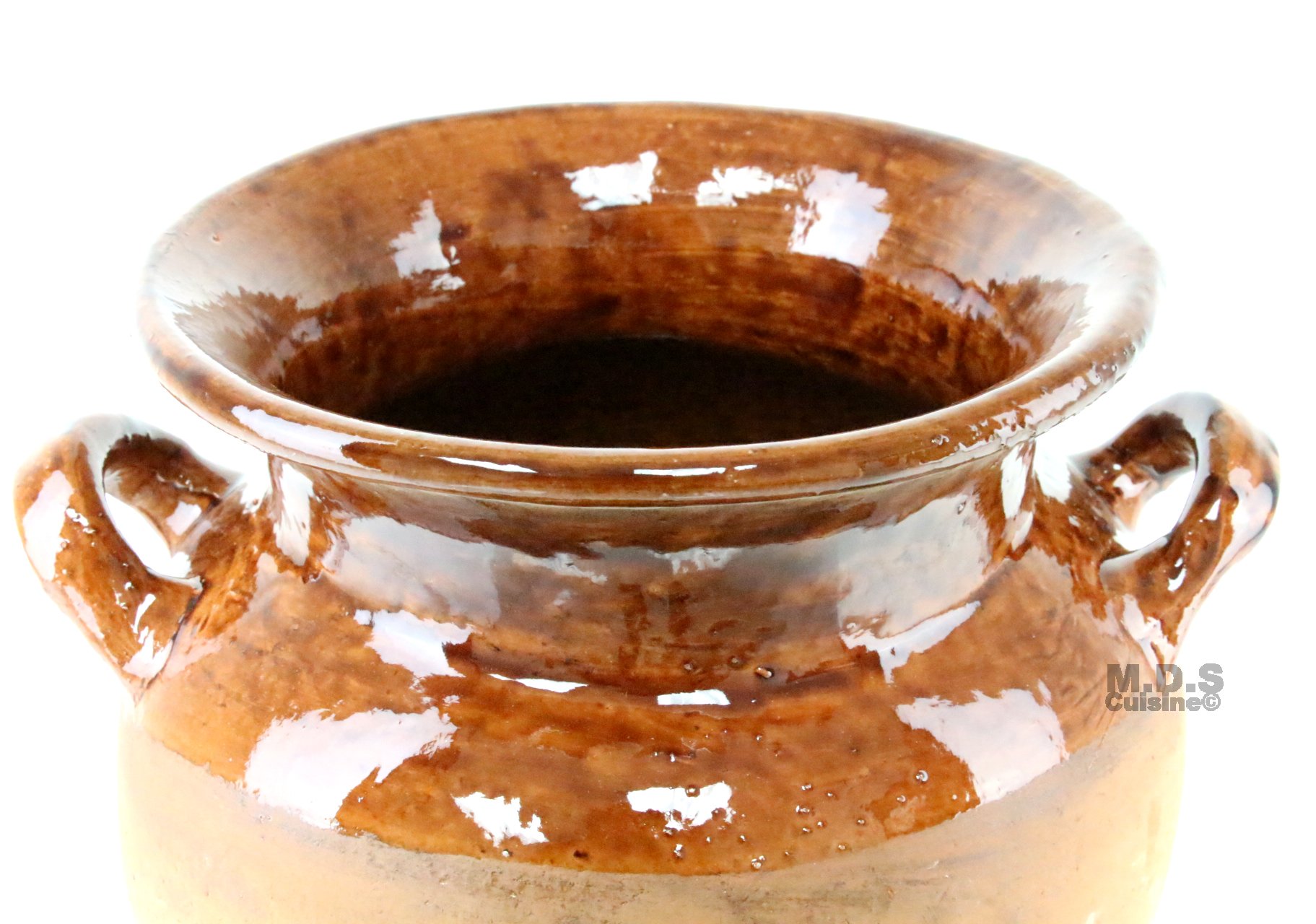 Olla De Barro Frijolera Brown Gloss Finish 6.5 Qt. Canterito Traditional Decorative Artisan Artezenia Fishbowl