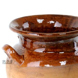 Olla De Barro Frijolera Brown Gloss Finish 6.5 Qt. Canterito Traditional Decorative Artisan Artezenia Fishbowl