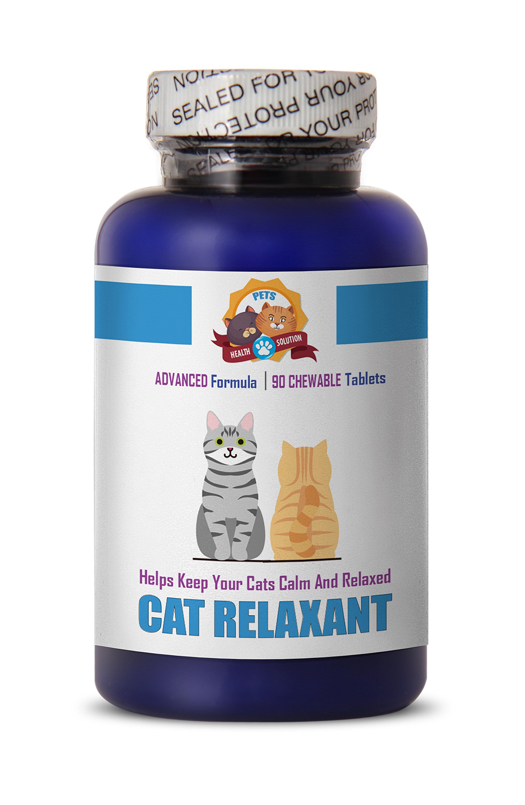 PETS HEALTH SOLUTION Calming Products for Cats - Relaxant for Cats - Helps Keep Calm - Anxiety Relief - Treats - cat Calmer - 90 Treats (1 Bottle)