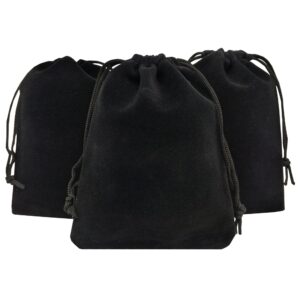 ankirol 50pcs velvet drawstring bags jewelry bags pouches (black, 4" x 6")