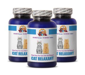 cat calming supplement - relaxant for cats - helps keep calm - anxiety relief - treats - cat calmer for travel - 270 treats (3 bottle)