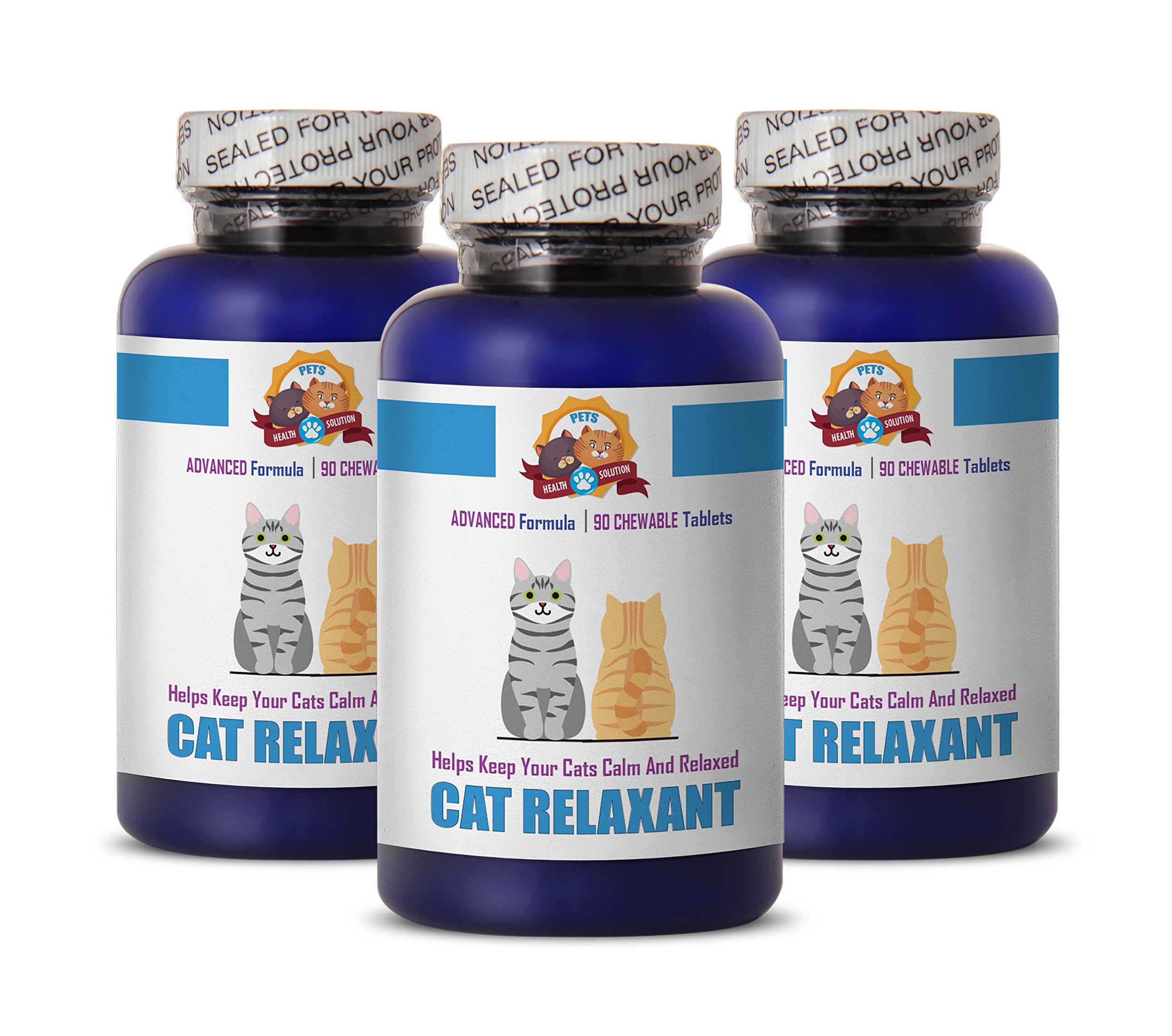 cat Calming Supplement - Relaxant for Cats - Helps Keep Calm - Anxiety Relief - Treats - cat Calmer for Travel - 270 Treats (3 Bottle)