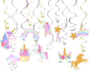 klmars 30 ct unicorn hanging swirl decorations-unicorn party decorations-unicorn birthday party supplies