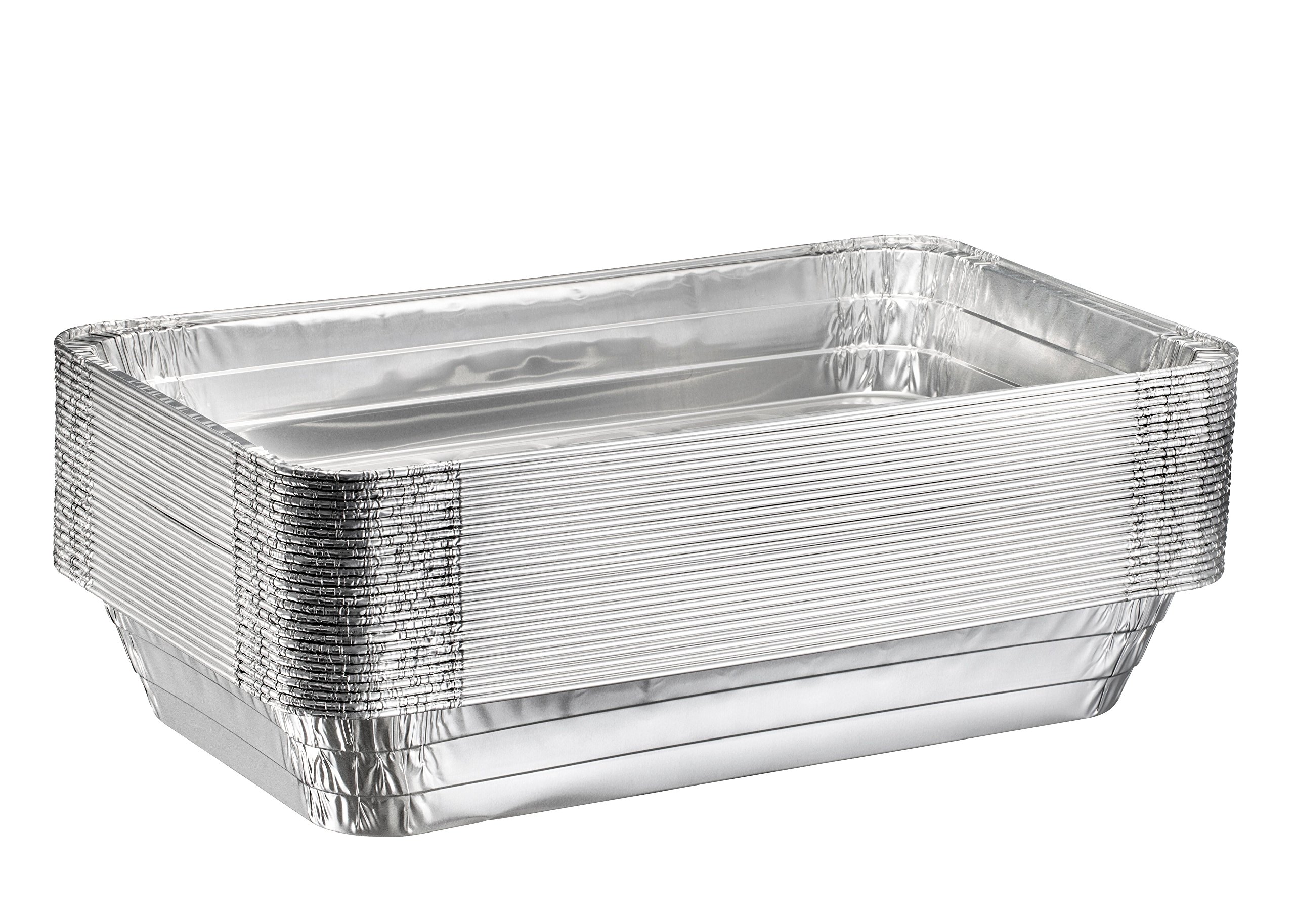 Full Size Deep Steam Aluminum Table Pans - Disposable to go Foil Pans for Chafing, Baking, Storing and Catering Containers (21” x 13” x 3”) (10, With Lids)