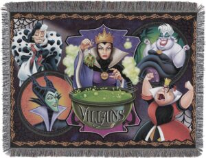 disney-pixar villains, "vile villains" woven tapestry throw blanket, 48" x 60", multi color, 1 count