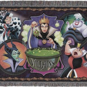 Disney-Pixar Villains, "Vile Villains" Woven Tapestry Throw Blanket, 48" x 60", Multi Color, 1 Count