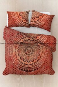 sophia art indian exclusive ombre mandala queen size comforter hippie boho cotton doona duvet cover indian comforter mandala hippie bohemian queen quilt cover set with pilow (red tie & dye)