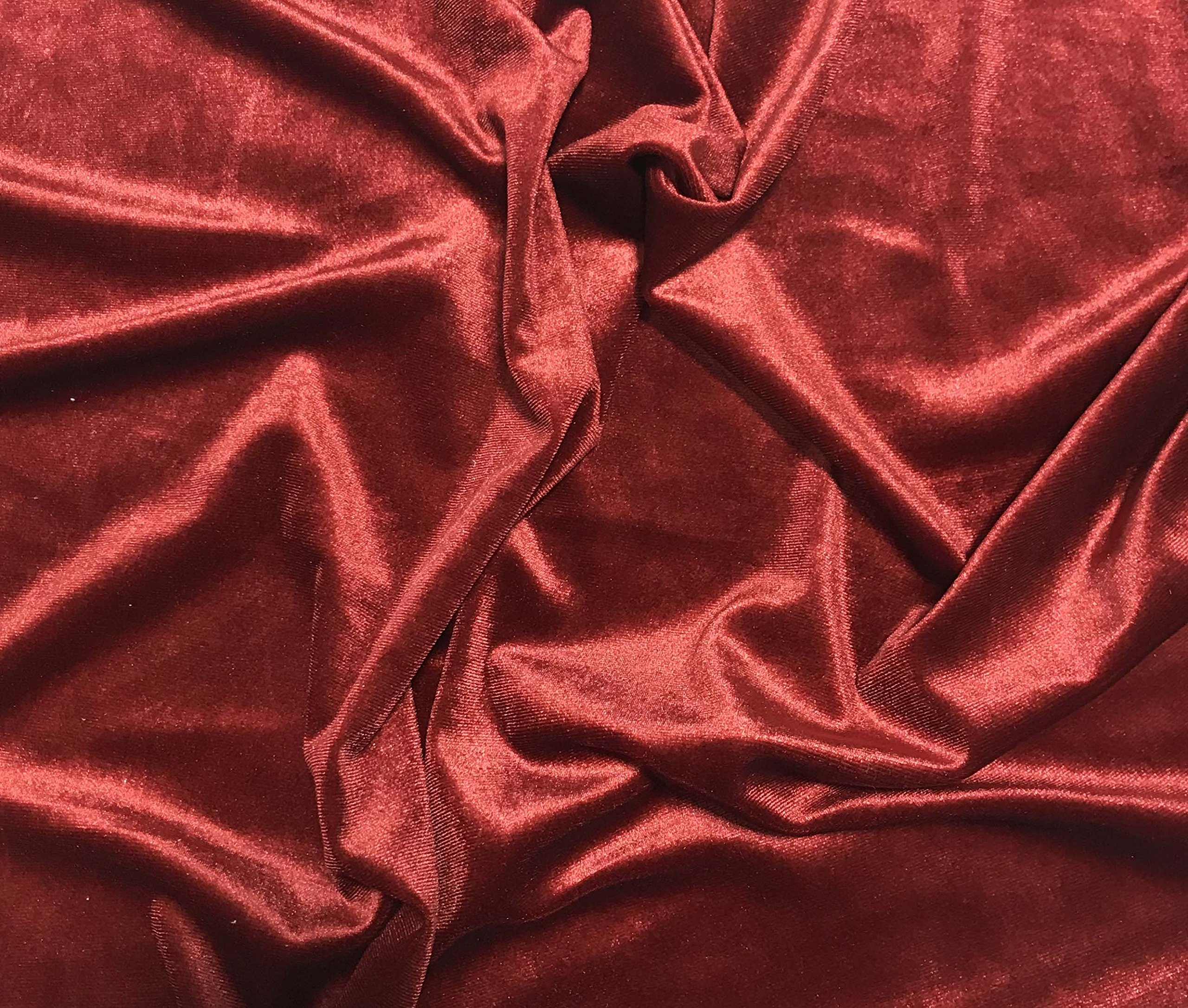 Brick Red - Stretch Polyester Velvet Fabric