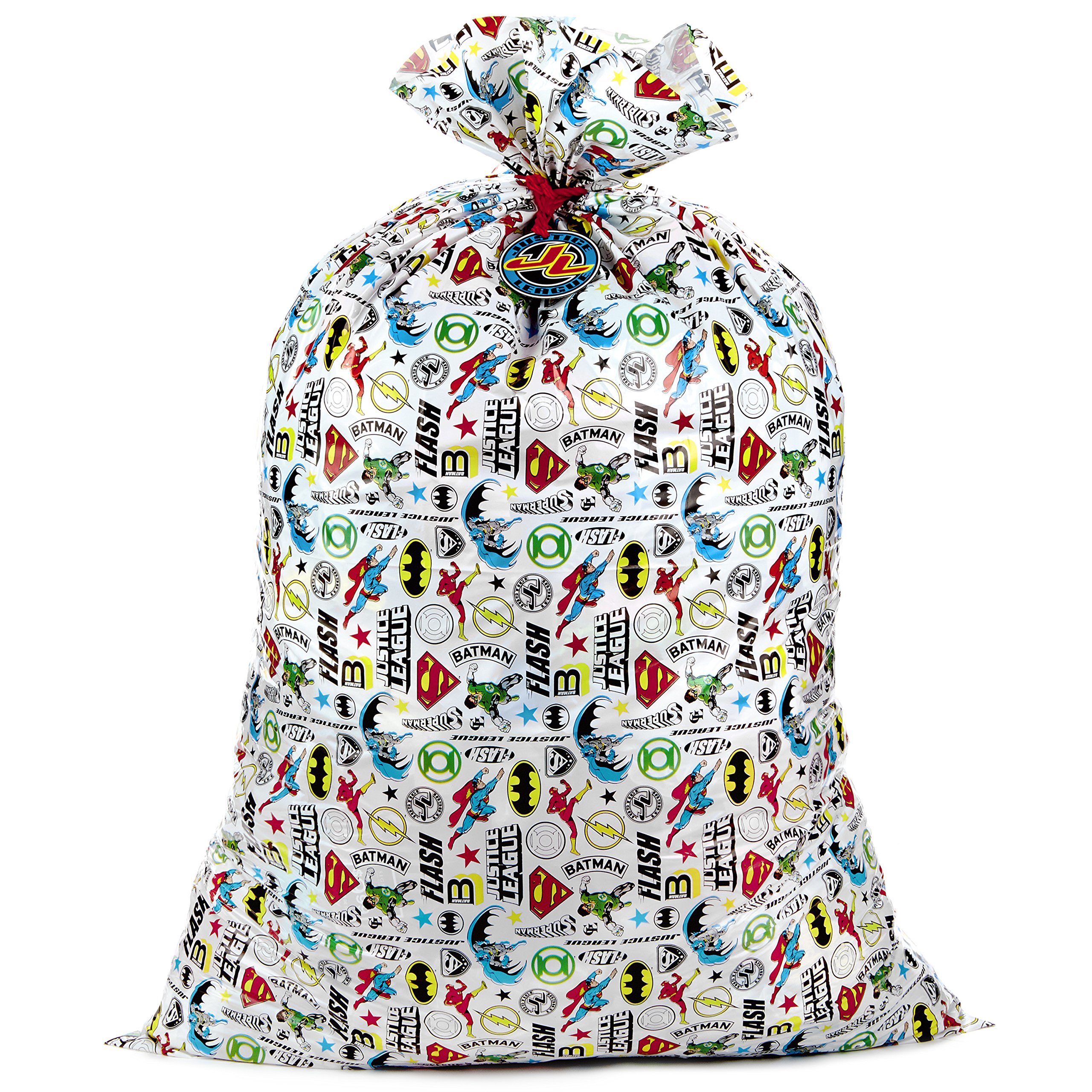 Hallmark 56" Large Plastic Gift Bag (Justice League) for Birthdays, Parties, or Any Occasion