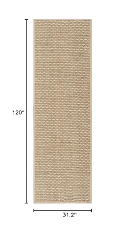 SAFAVIEH Natural Fiber Collection Runner Rug - 2'6" x 10', Natural & Beige, Border Basketweave Seagrass Design, Easy Care, Ideal for High Traffic Areas in Living Room, Bedroom (NF118A)