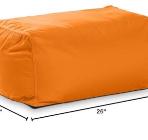 Jaxx Leon Outdoor Bean Bag Ottoman Bench, Premium Sunbrella, Tangerine