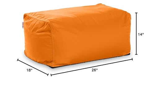 Jaxx Leon Outdoor Bean Bag Ottoman Bench, Premium Sunbrella, Tangerine