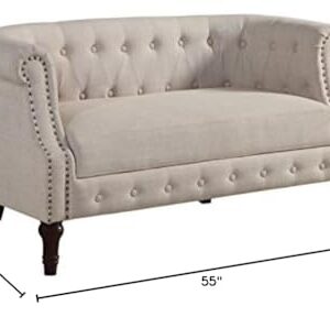 Rosevera C23 Edmeston Chesterfield Loveseat, Beige